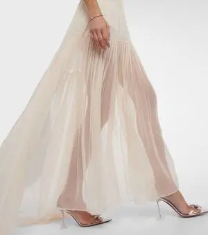 NENSI DOJAKA Bridal Silk Chiffon Gown - White