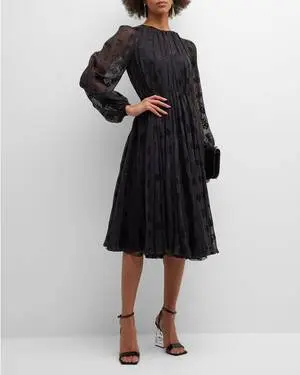 Dolce & Gabbana Sheer Midi Dress With Logo Details Black