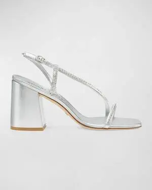 STUART WEITZMAN Soiree Metallic Crystal Slingback Sandals - Silverclear