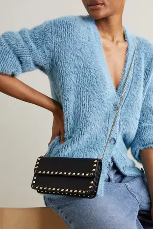 Valentino Garavani - Valentino Garavani Rockstud Textured-Leather Clutch