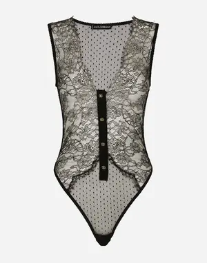 Dolce & Gabbana Lace Bodysuit With Plunging Neckline