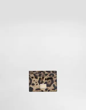 Dolce & Gabbana Polished Calfskin Card Holder With Leopard Print - Animal Print