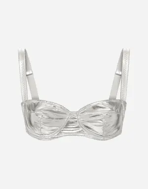 Dolce & Gabbana Coated Stretch Jersey Balconette Bra - Silver
