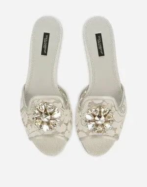 Dolce & Gabbana Lace Slides - Grey