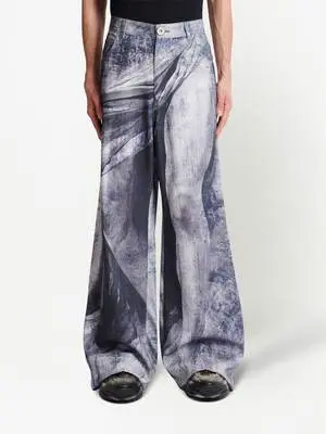 Balmain Graphic-print Wide-leg Jeans
