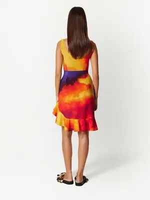 Rabanne Asymmetrical Frill-trim Dress - Multicolour