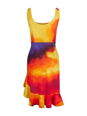 Rabanne Asymmetrical Frill-trim Dress - Multicolour