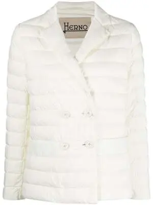 Herno Quilted Double-breasted Blazer - White