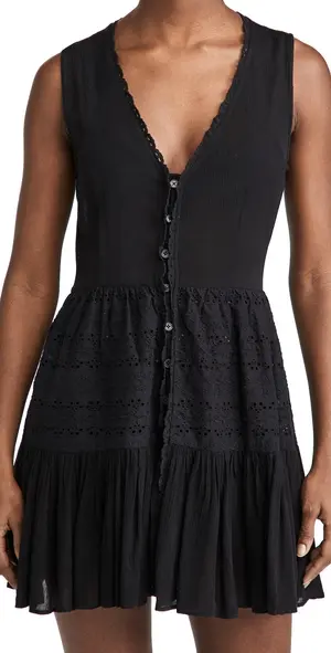 Playa Lucila Eyelet Mini Dress - Black
