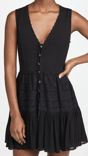 Playa Lucila Eyelet Mini Dress - Black