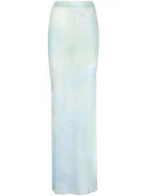 Off-White Tie-dye Sheer Maxi Skirt - Blue