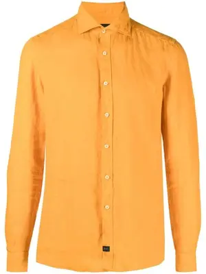 FAY Long-sleeve Linen Shirt - Orange