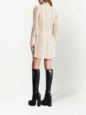 Balmain Macramé-knit Openwork Minidress