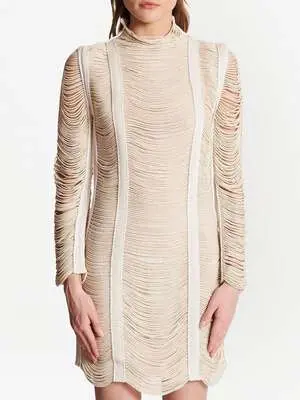Balmain Macramé-knit Openwork Minidress
