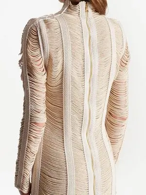 Balmain Macramé-knit Openwork Minidress