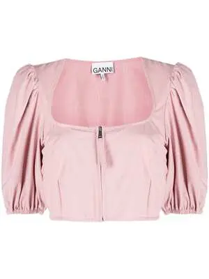 Ganni Square Neck Blouses
