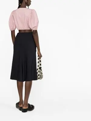 GANNI Cropped Puff-sleeve Blouse - Pink