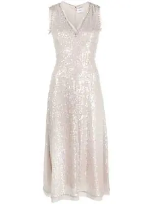 erdem pink sequin dress Crystal-embellished sequined satin midi dress - pink