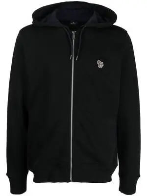 Paul Smith Zipped Organic Cotton Hoodie - Black