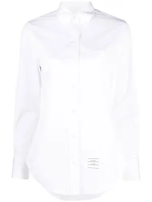 Thom Browne Logo-patch Long-sleeved Shirt - White