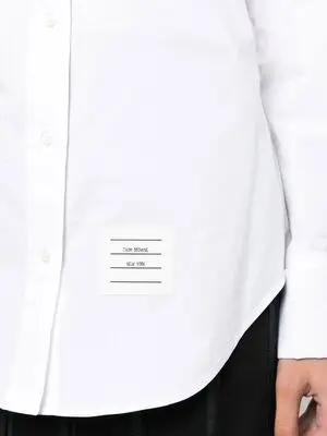 Thom Browne Logo-patch Long-sleeved Shirt - White