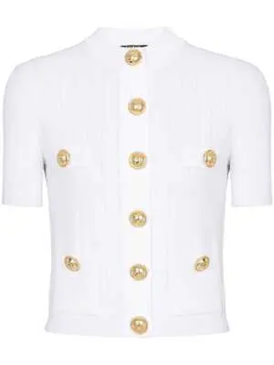 Balmain Pointelle-knit Cardigan