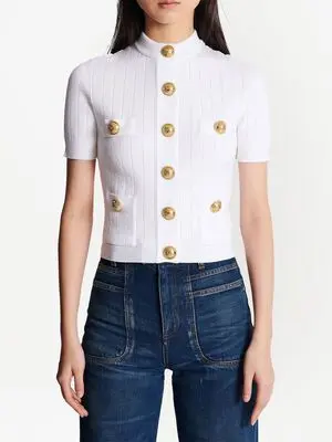 Balmain Pointelle-knit Cardigan