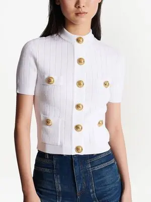 Balmain Pointelle-knit Cardigan