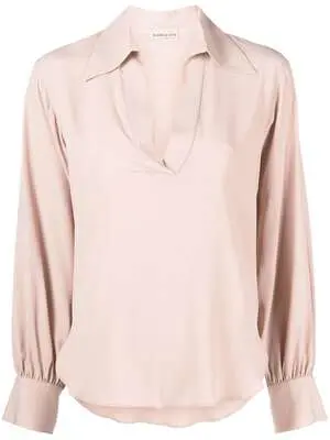 BLANCA VITA Draped V-neck Blouse - Pink