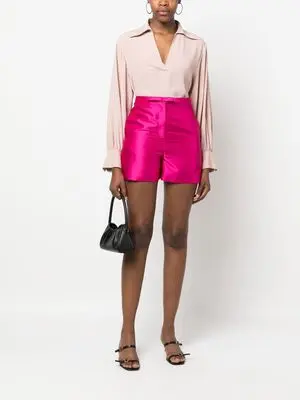 BLANCA VITA Draped V-neck Blouse - Pink