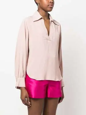BLANCA VITA Draped V-neck Blouse - Pink