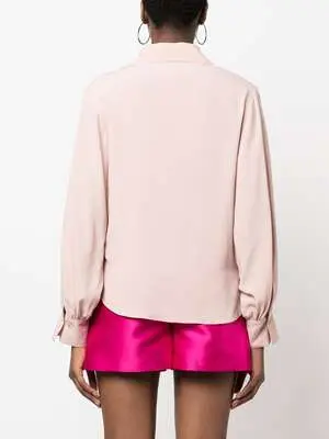 BLANCA VITA Draped V-neck Blouse - Pink