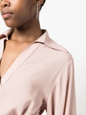 BLANCA VITA Draped V-neck Blouse - Pink