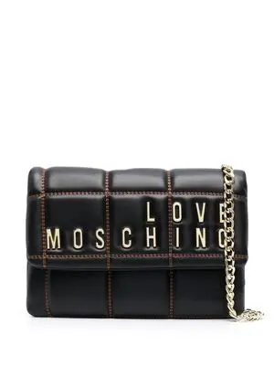 Moschino Quilted Leather Crossbody Bag - Black