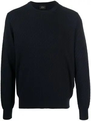 Brioni Crew-neck Cotton-silk Jumper - Blue