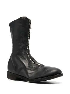 Guidi Round-toe Leather Boots - Black