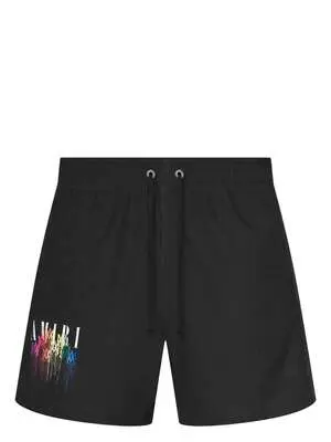 Amiri Drip Logo Print Swimming Trunks - White