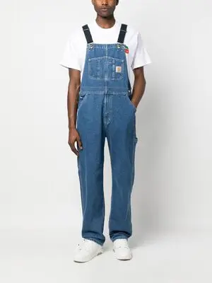 Carhartt Work In Progress Logo-patch Straight-leg Dungarees - Blue
