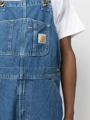 Carhartt Work In Progress Logo-patch Straight-leg Dungarees - Blue