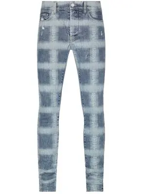 Amiri Logo Plaid-print Skinny Jeans