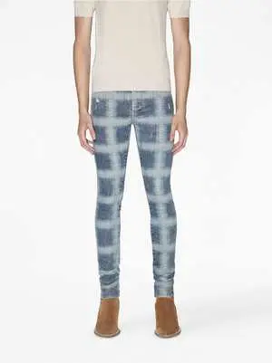 Amiri Logo Plaid-print Skinny Jeans