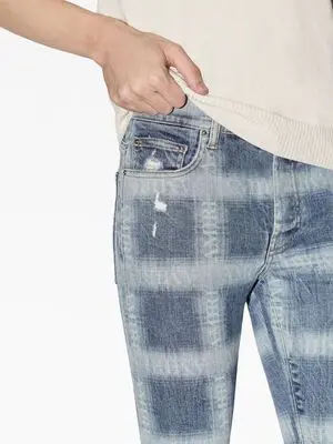 Amiri Logo Plaid-print Skinny Jeans