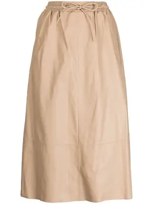 YVES SALOMON Leather Flared Skirt