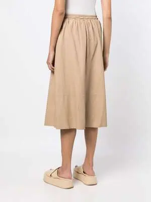 YVES SALOMON Leather Flared Skirt