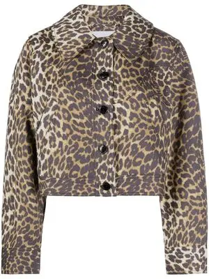 GANNI Cropped Leopard-print Jacket