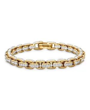 David Yurman Box Chain Bracelet In 18k Yellow Gold With Diamonds - Gold/white
