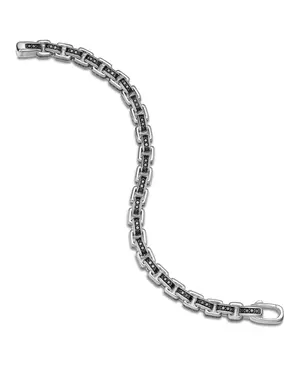 David Yurman Sterling Silver Bracelet With Black Diamonds - Black/silver