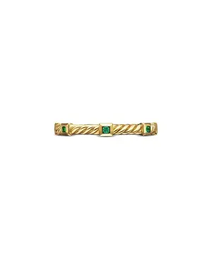 David Yurman 18k Yellow Gold Cable Stack Band Ring - Green/gold