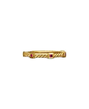 David Yurman 18k Yellow Gold Cable Stack Band Ring - Red/gold
