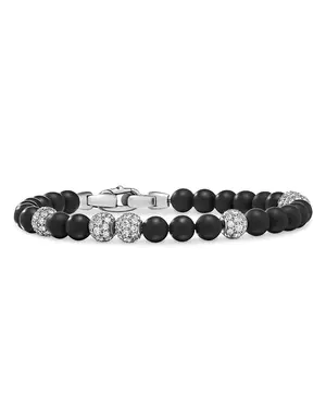 David Yurman Sterling Silver Onyx And Diamond Bracelet - Black/silver